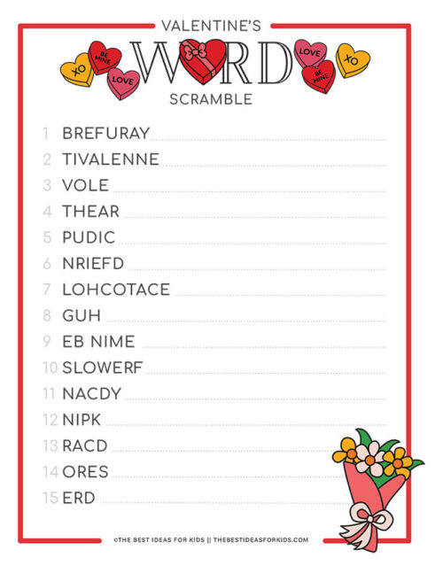 Valentine's Day Word Scramble (Free Printable) - The Best Ideas for Kids
