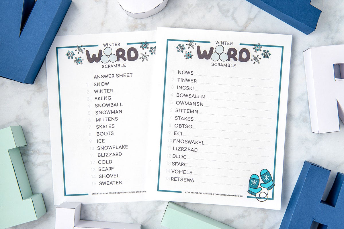 Winter Word Scramble (Free Printables) - The Best Ideas for Kids
