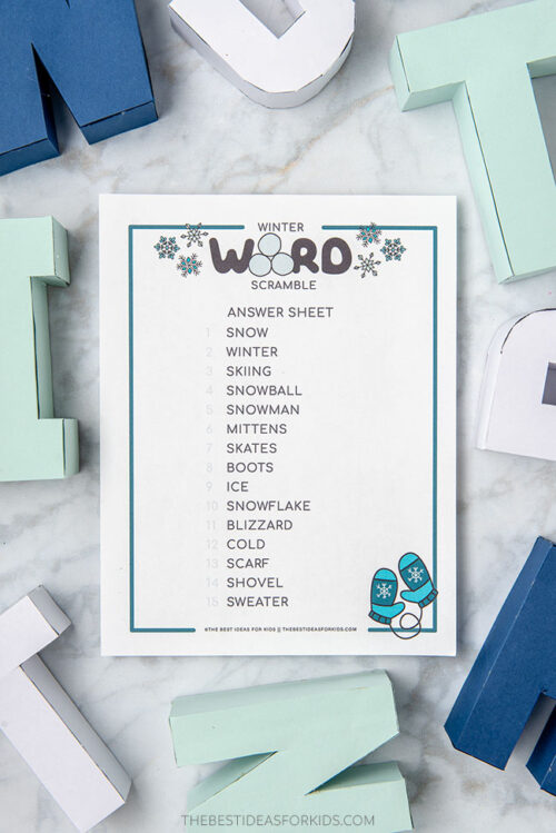 Winter Word Scramble (Free Printables) - The Best Ideas for Kids