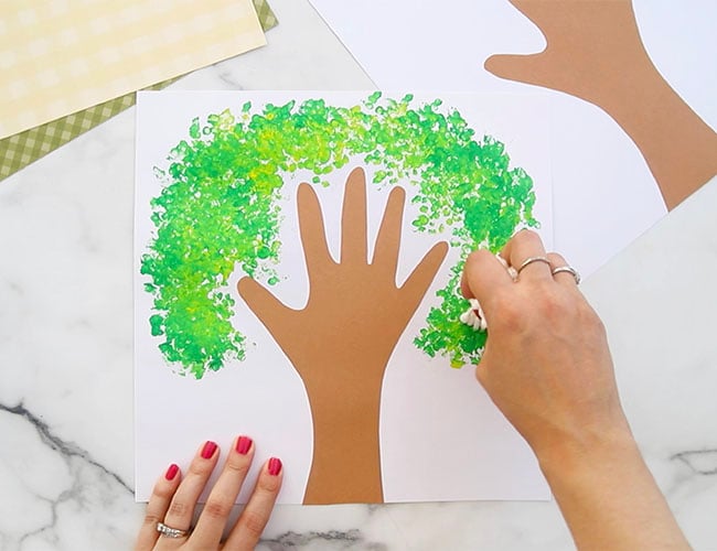 Q-Tip Painted Handprint Tree - The Best Ideas for Kids