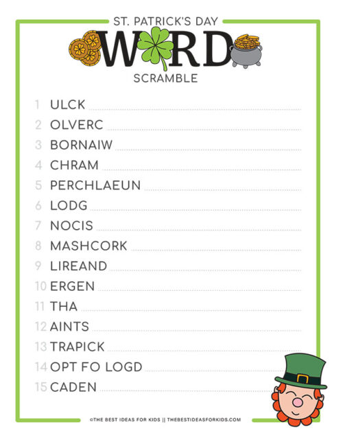 St Patrick's Day Word Scramble (Free Printable) - The Best Ideas for Kids