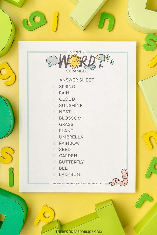 Spring Word Scramble (Free Printable) - The Best Ideas for Kids
