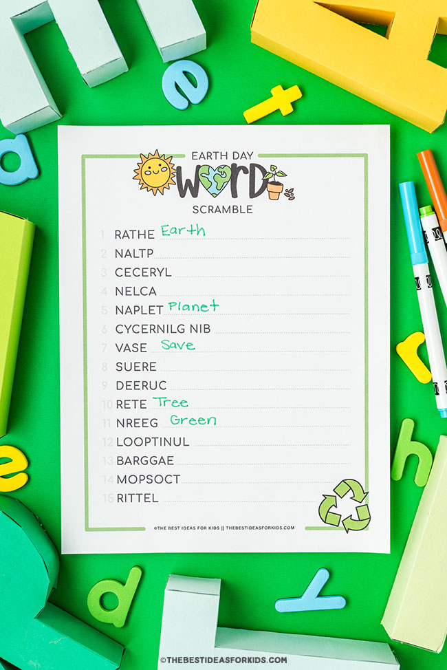Earth Day Word Scramble (Free Printable) - The Best Ideas for Kids