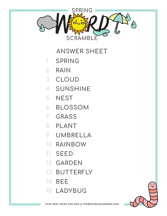 Spring Word Scramble (Free Printable) - The Best Ideas for Kids