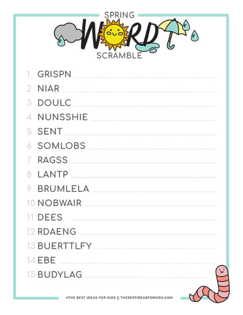 Spring Word Scramble (Free Printable) - The Best Ideas for Kids