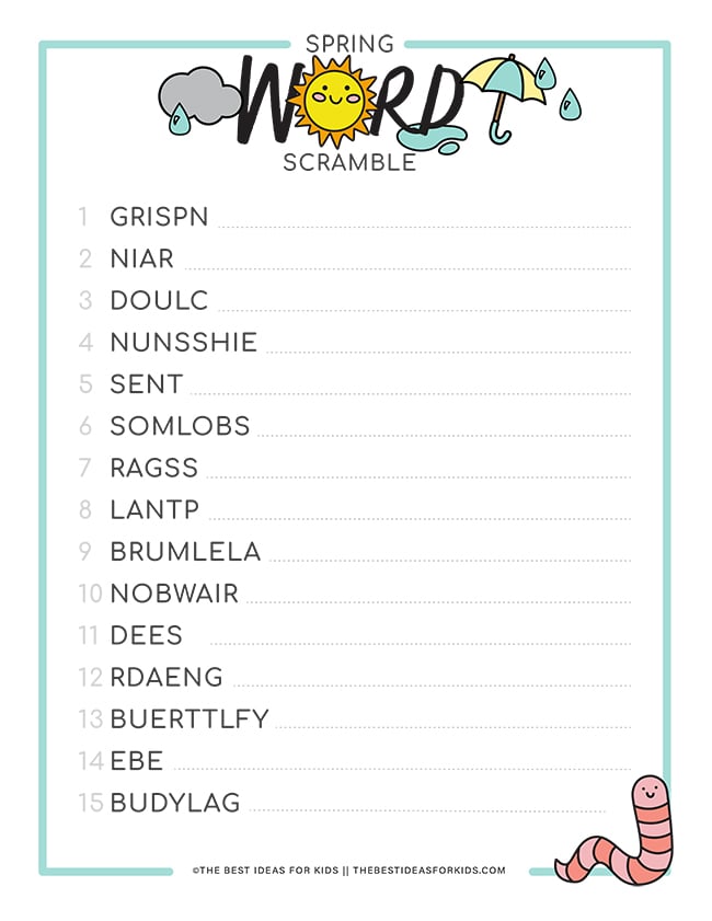 Spring Word Scramble (Free Printable) - The Best Ideas for Kids