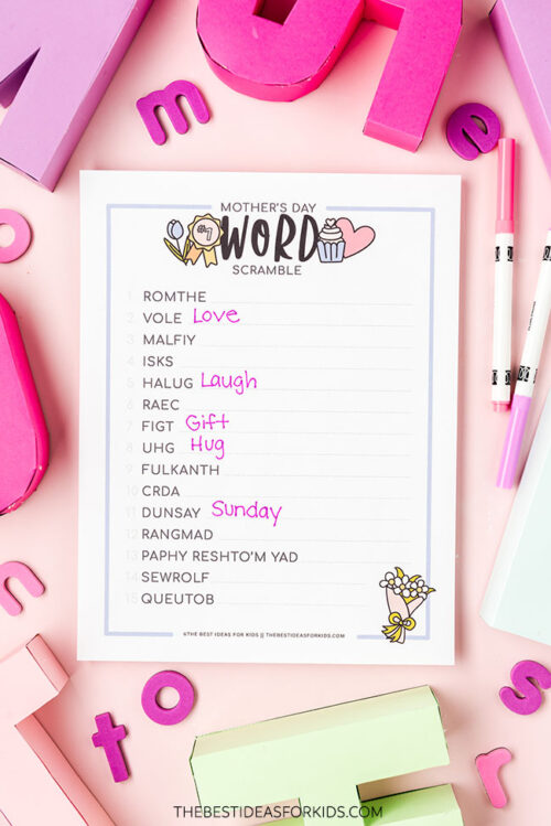 Mother's Day Word Scramble (Free Printables) - The Best Ideas for Kids