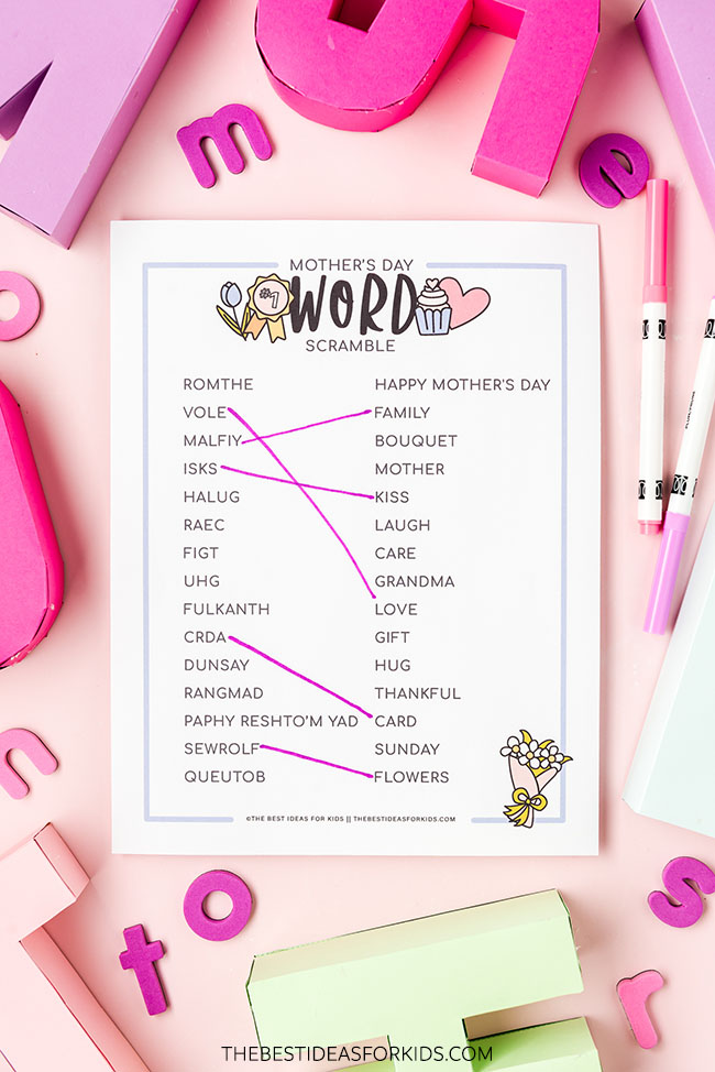 Mother's Day Word Scramble (Free Printables) - The Best Ideas for Kids