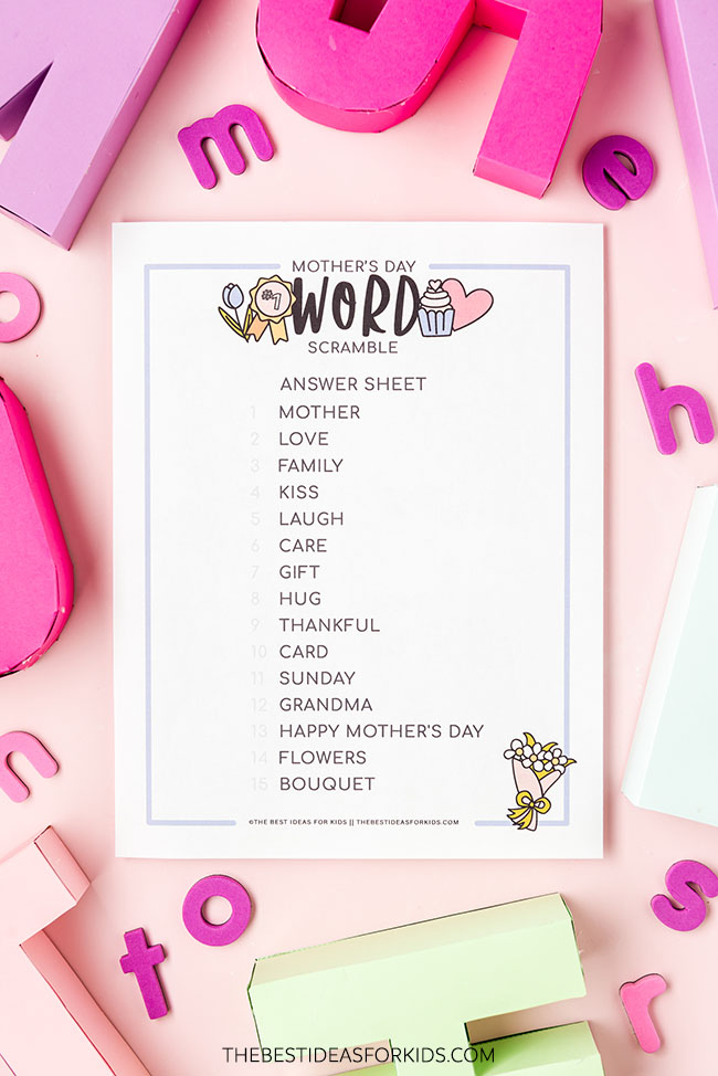 Mother's Day Word Scramble (Free Printables) - The Best Ideas for Kids