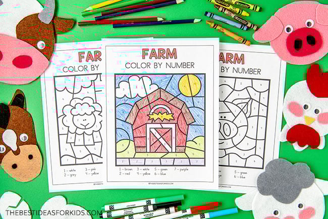 Farm Color By Number (Free Printables) - The Best Ideas for Kids