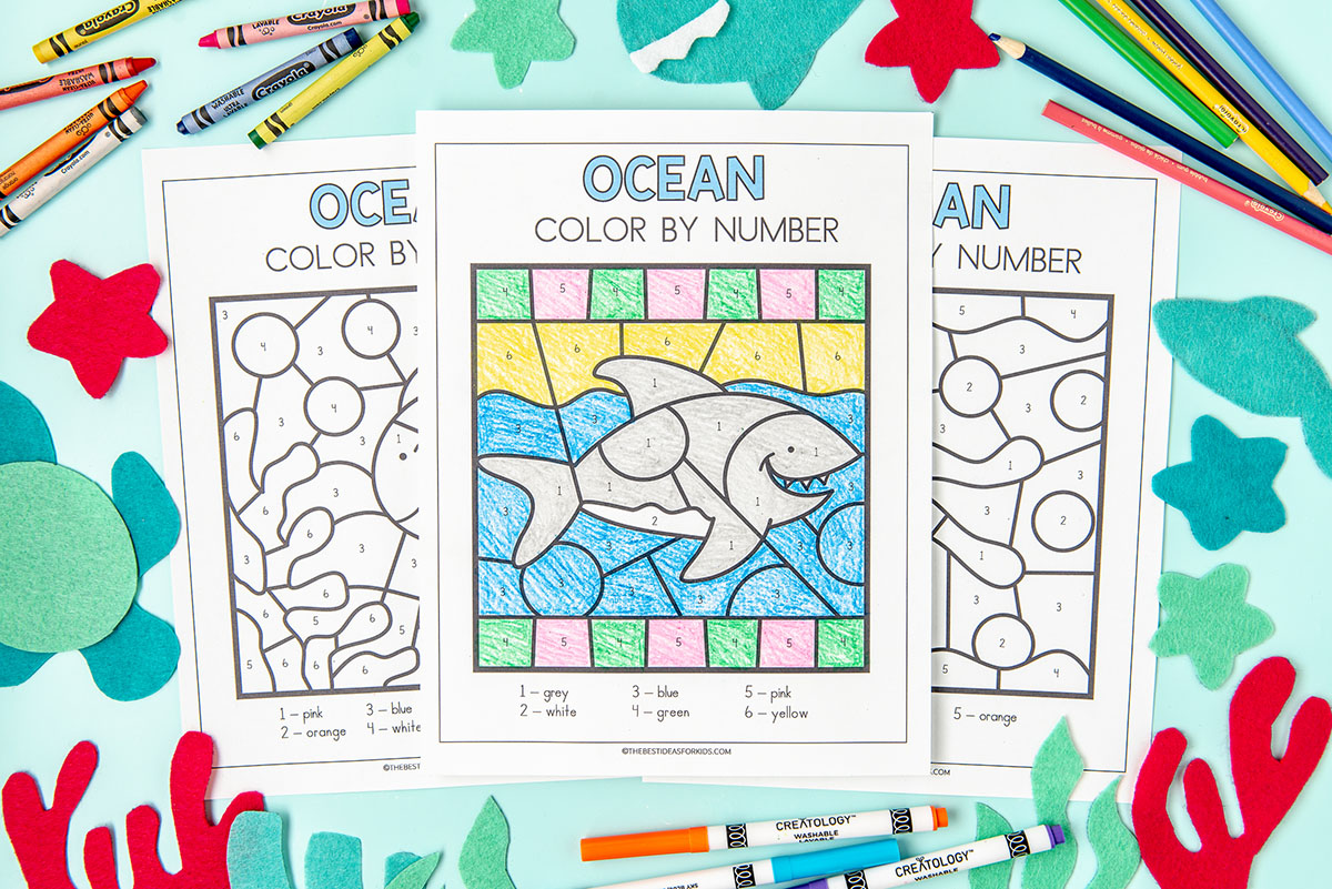 Ocean Color By Number (Free Printables) - The Best Ideas for Kids