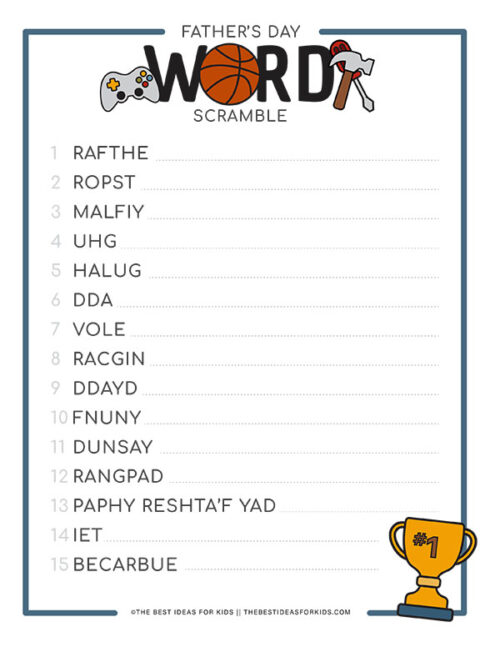 Father's Day Word Scramble (Free Printable) - The Best Ideas for Kids