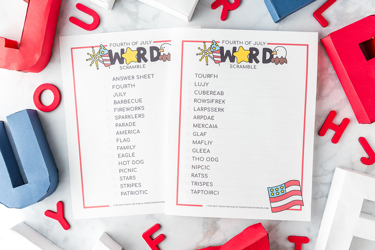 4th of July Word Scramble (Free Printable) - The Best Ideas for Kids