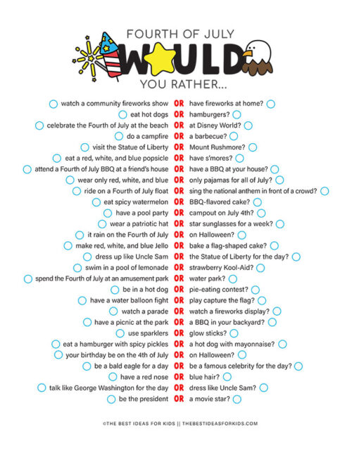 4th of July Would You Rather - The Best Ideas for Kids