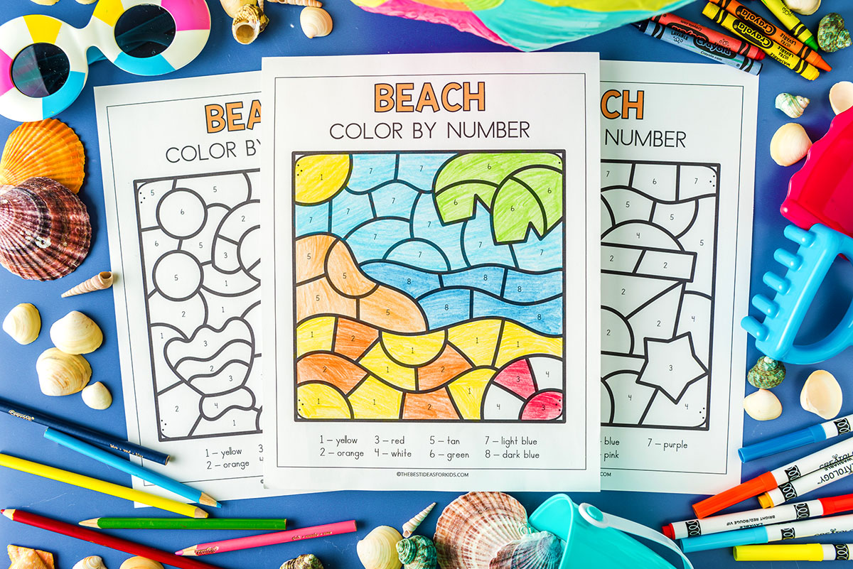 Beach Color By Number (Free Printables) - The Best Ideas for Kids