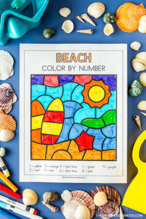 Beach Color By Number (Free Printables) - The Best Ideas for Kids