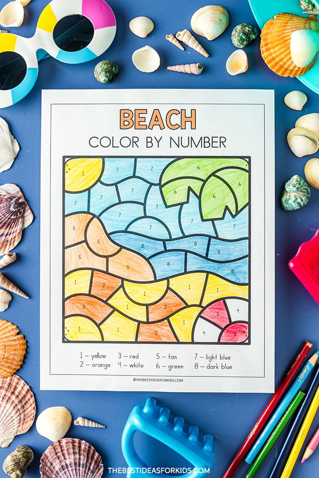 Beach Color By Number (Free Printables) - The Best Ideas for Kids