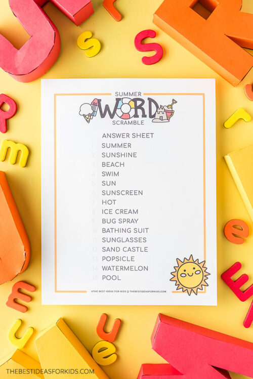 Summer Word Scramble (Free Printable) - The Best Ideas for Kids