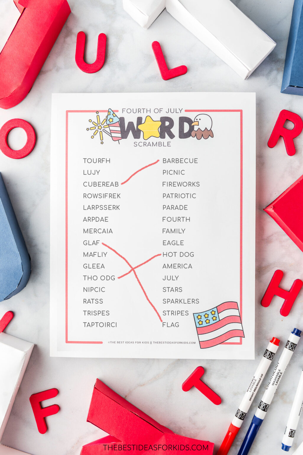 4th of July Word Scramble (Free Printable) - The Best Ideas for Kids