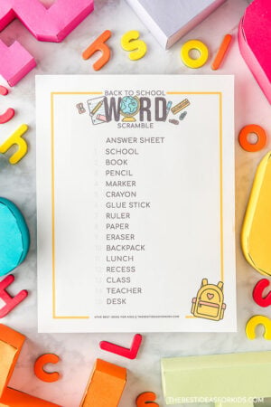 Back to School Word Scramble - The Best Ideas for Kids