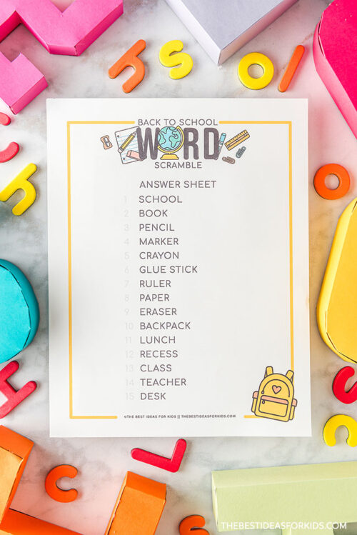 Back to School Word Scramble - The Best Ideas for Kids