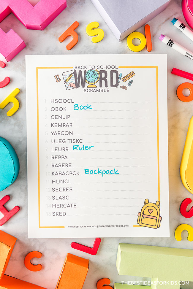 Back to School Word Scramble - The Best Ideas for Kids