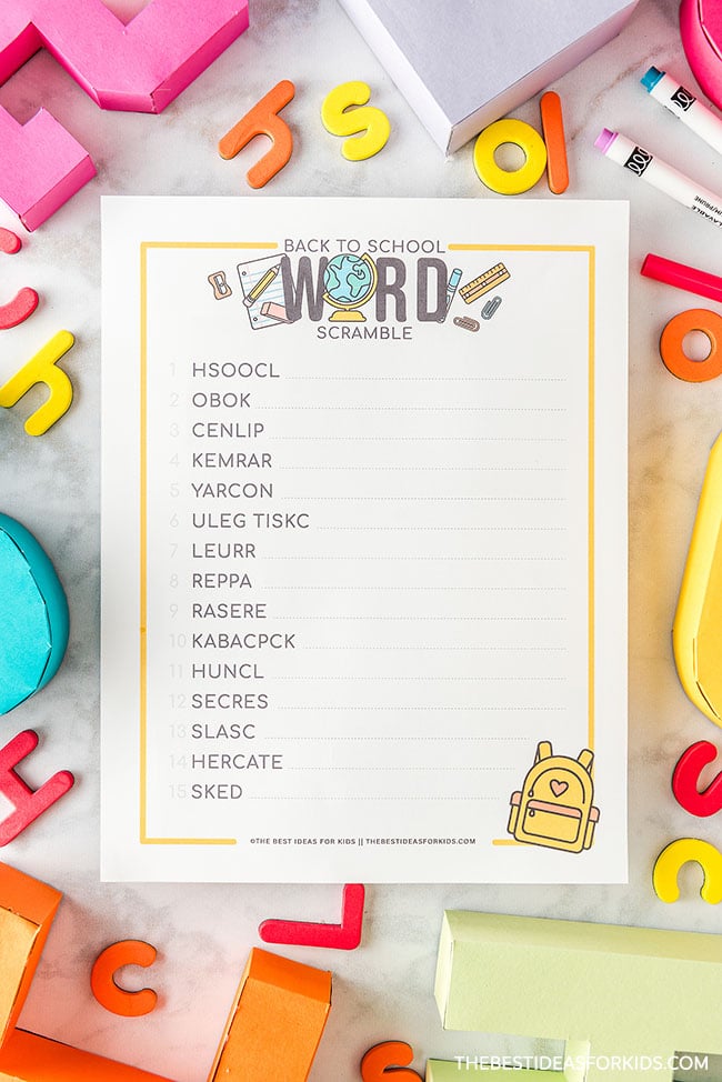 Back to School Word Scramble - The Best Ideas for Kids