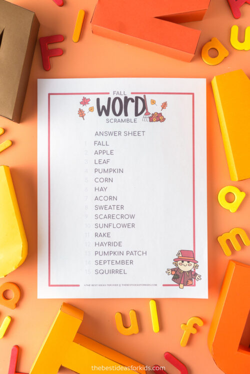 Fall Word Scramble - The Best Ideas for Kids