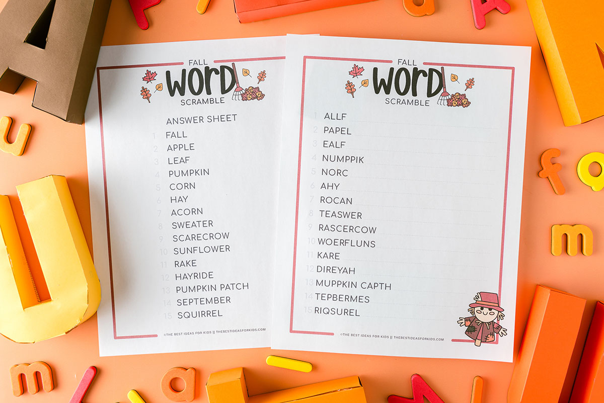 Printable Fall Word Games Printable Games & Decor For Baby & Bridal