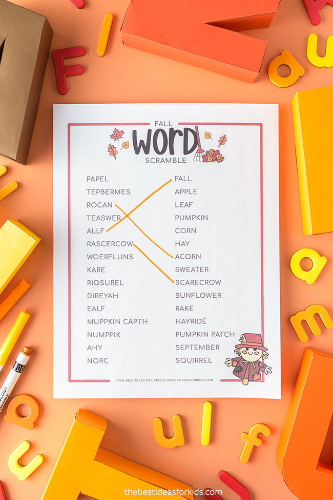 Fall Word Scramble - The Best Ideas for Kids