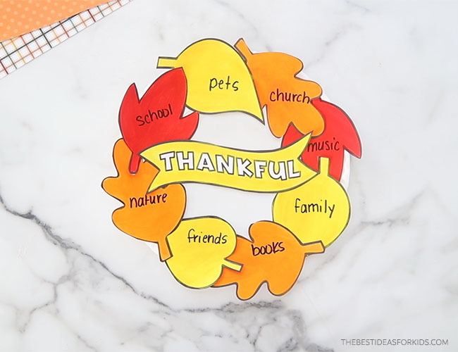 Thankful Wreath Craft (Free Printable) - The Best Ideas for Kids