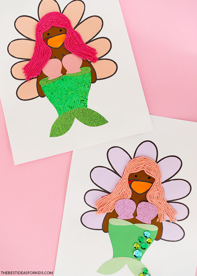 Mermaid Turkey Disguise (Free Template) - The Best Ideas for Kids