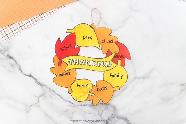 Thankful Wreath Craft (Free Printable) - The Best Ideas for Kids