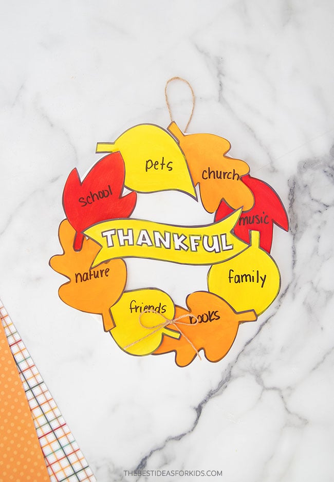 Thankful Wreath Craft (Free Printable) - The Best Ideas for Kids