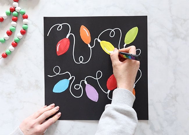 Paper Roll Stamped Christmas Lights - The Best Ideas for Kids