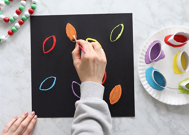 Paper Roll Stamped Christmas Lights - The Best Ideas for Kids