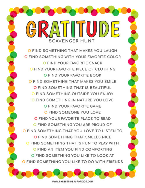 Gratitude Scavenger Hunt - The Best Ideas for Kids