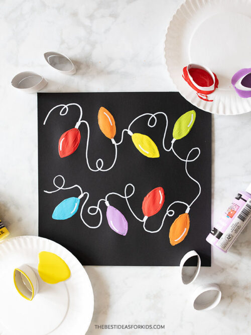 Paper Roll Stamped Christmas Lights - The Best Ideas for Kids