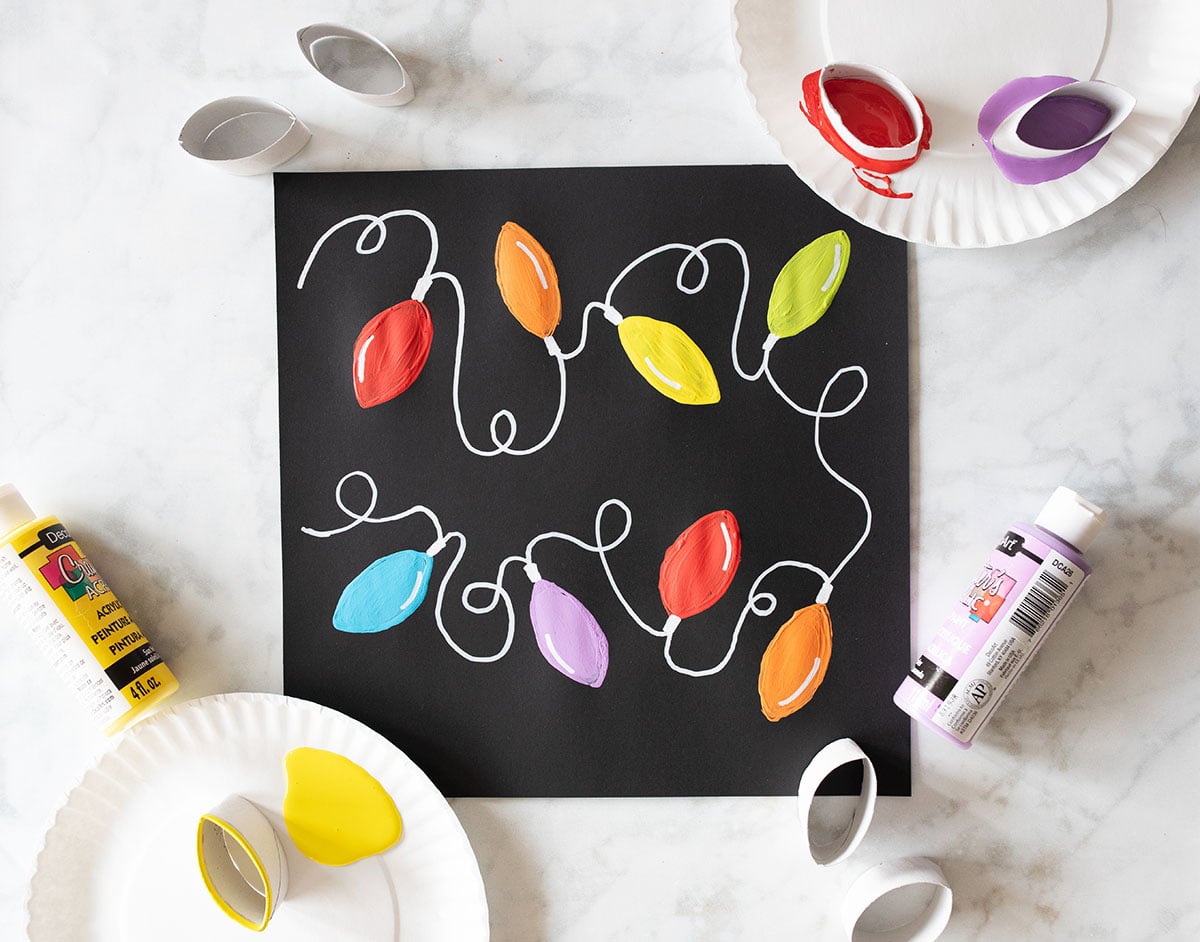 Paper Roll Stamped Christmas Lights - The Best Ideas for Kids