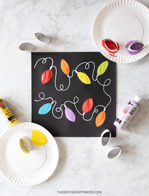 Paper Roll Stamped Christmas Lights - The Best Ideas for Kids