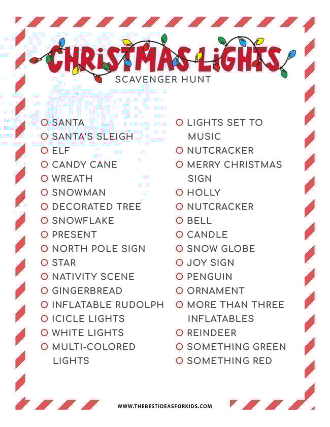 Christmas Lights Scavenger Hunt (Free Printable) - The Best Ideas for Kids