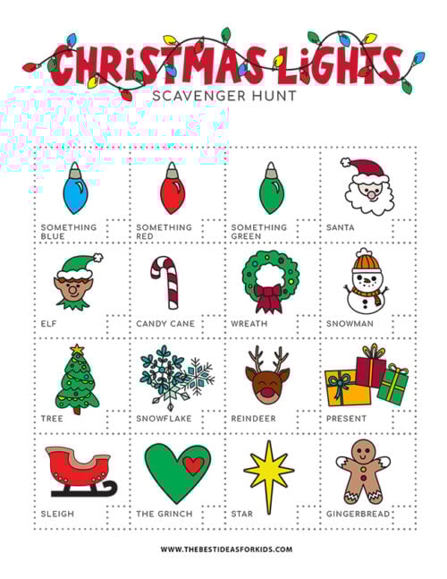 Christmas Lights Scavenger Hunt (Free Printable) - The Best Ideas for Kids