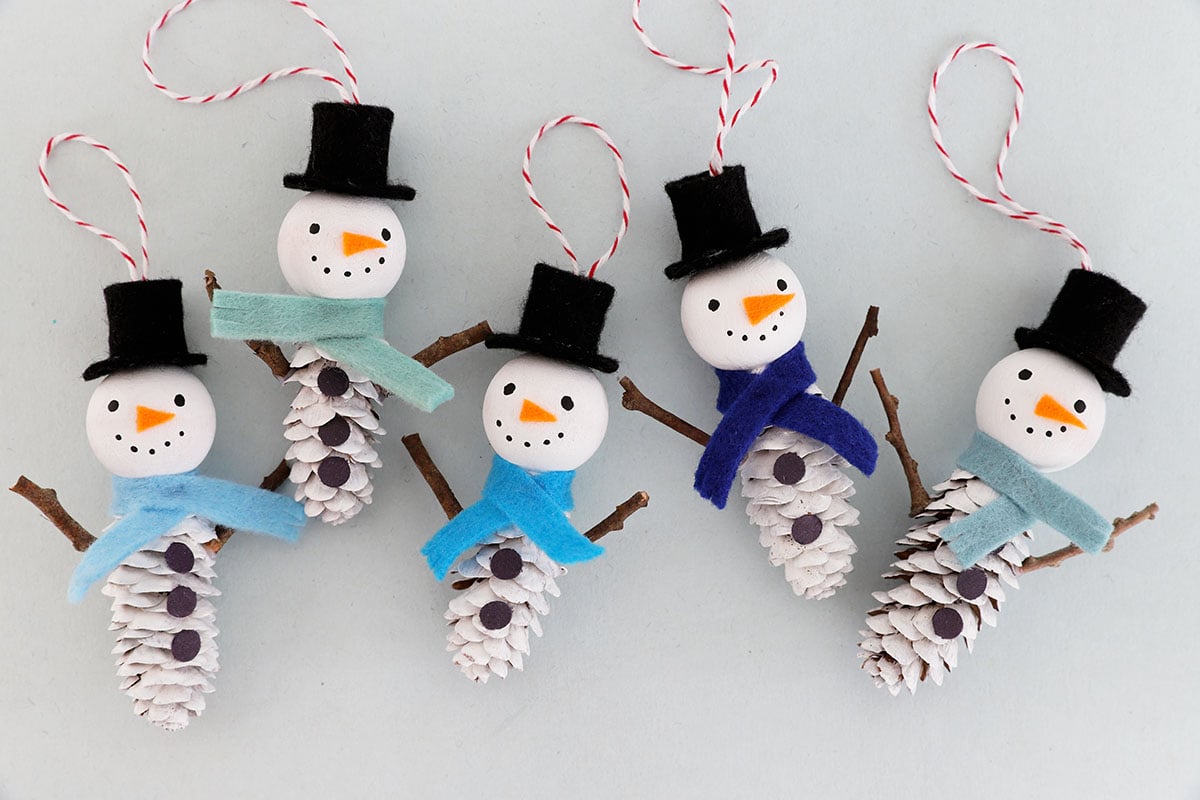 Pine Cone Snowman Crafts Kids Art Project Play Doh Snowman