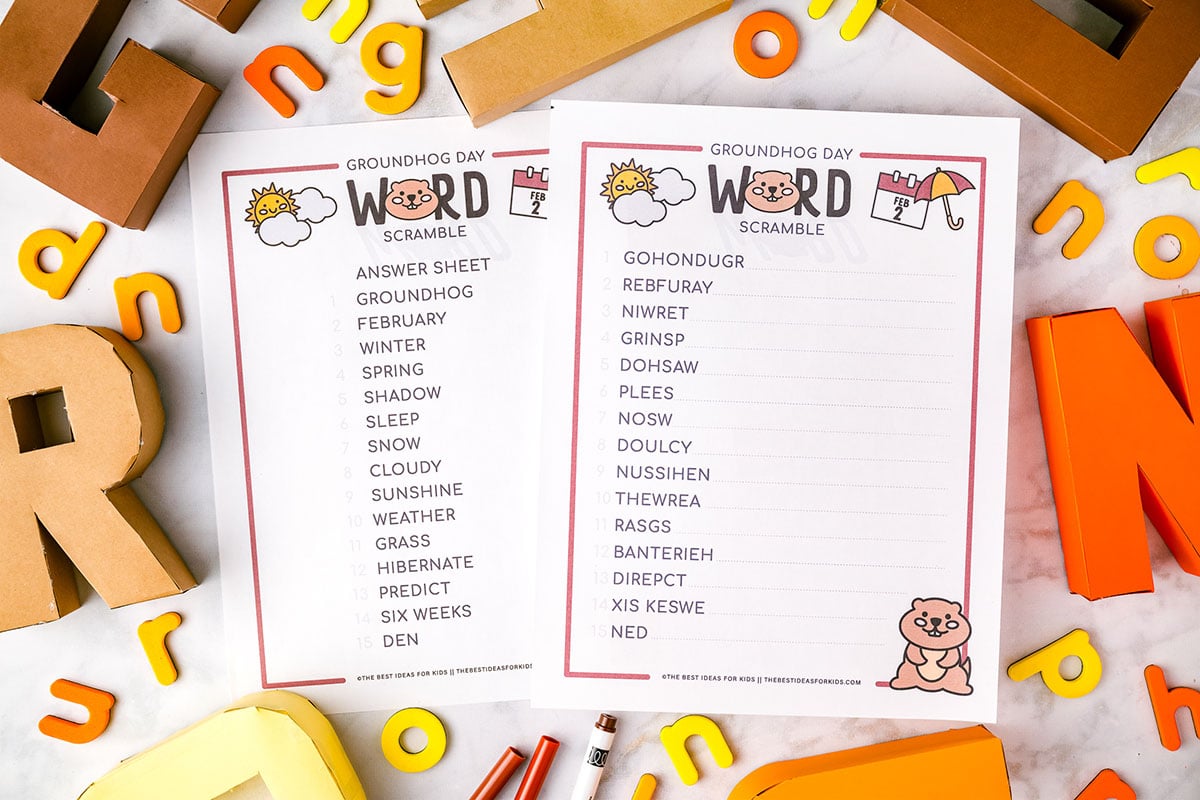 Groundhog Day Word Scramble (Free Printable) - The Best Ideas for Kids