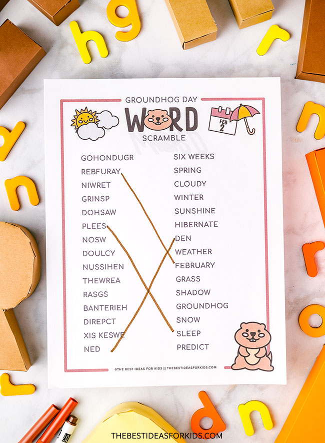 Groundhog Day Word Scramble (Free Printable) - The Best Ideas for Kids
