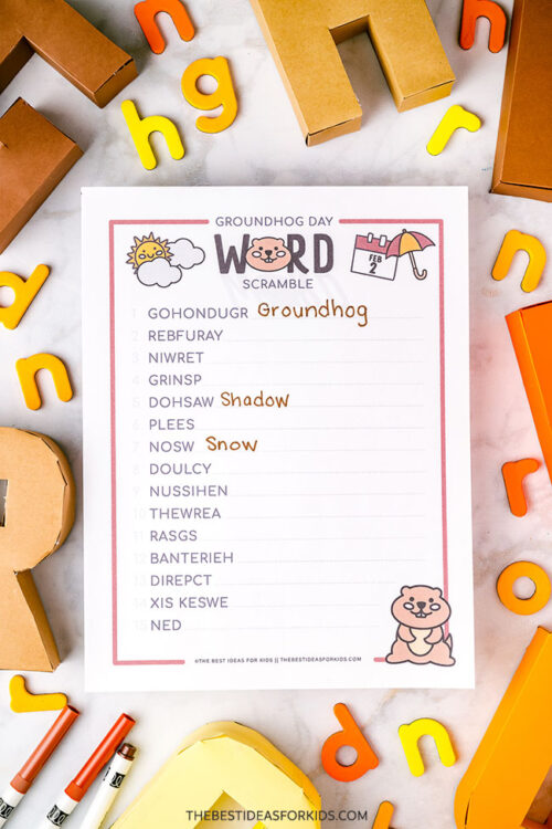 Groundhog Day Word Scramble (Free Printable) - The Best Ideas for Kids