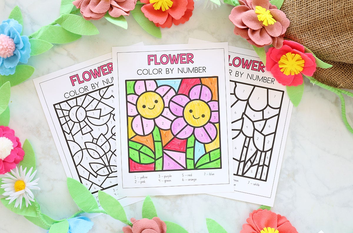 Flower Color by Number (Free Printables) - The Best Ideas for Kids