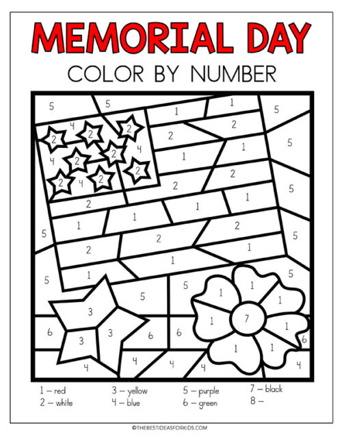 Memorial Day Color by Number (Free Printables) - The Best Ideas for Kids